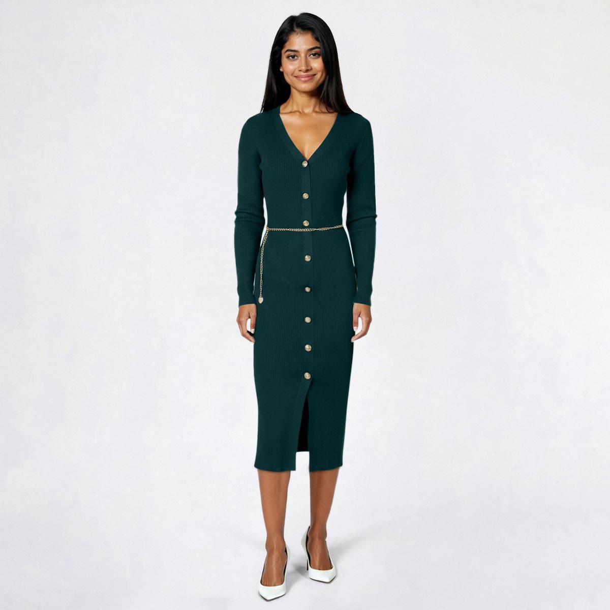 Click here for Juniors Madden Girl V-Neck Button Front Chain Belt... prices